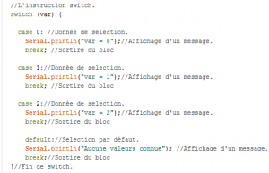 switch() { case: } - PlaisirArduino